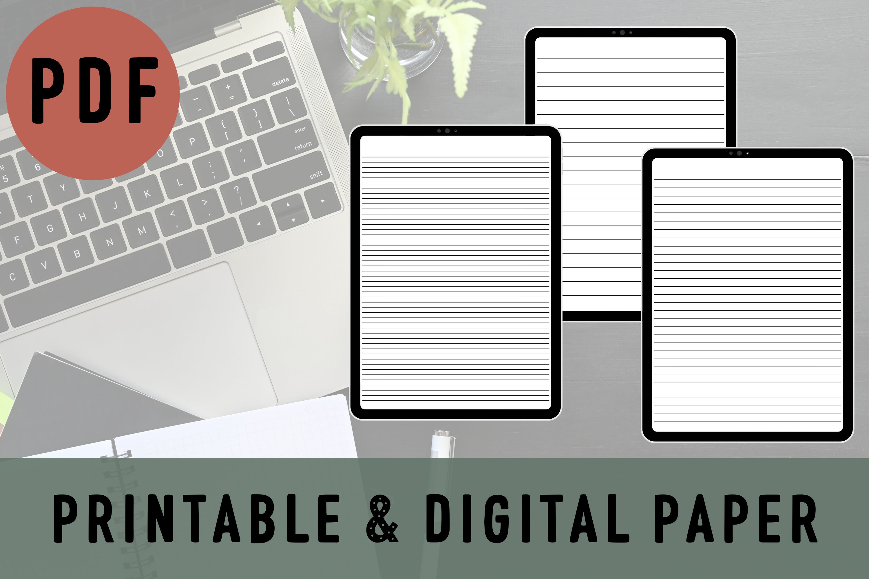 Printable Ruled Paper, Digital Lined Paper, Note-taking Paper, Writing ...