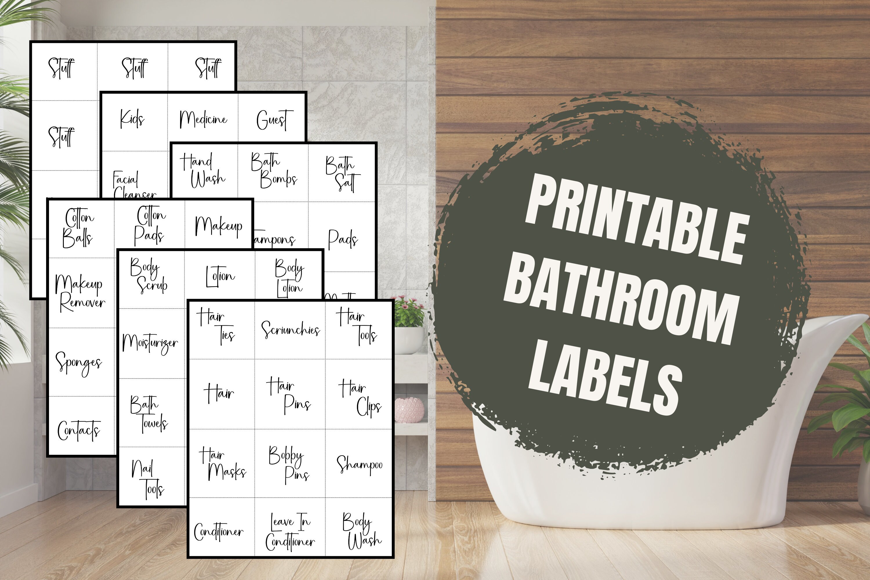 DIY Bathroom Labels, Printable Bathroom Organization Ideas, Home ...