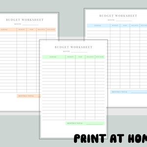 Printable Budget Worksheet, Financial Planning Sheets, Business ...