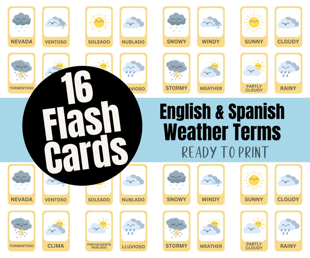 Kids Weather Flashcards, Educational Learning Cards, Weather Vocabulary ...
