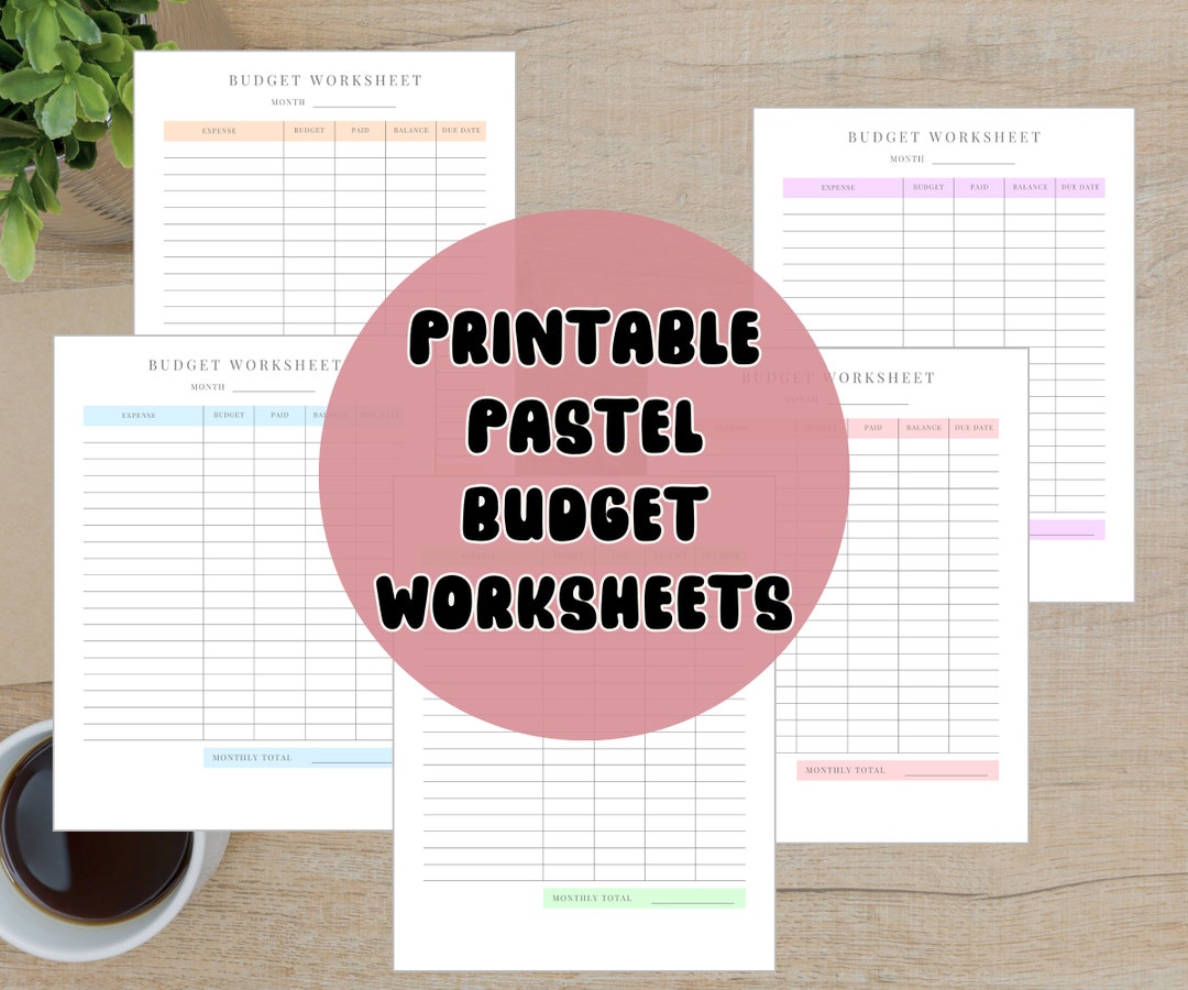 Printable Budget Worksheet, Financial Planning Sheets, Business ...