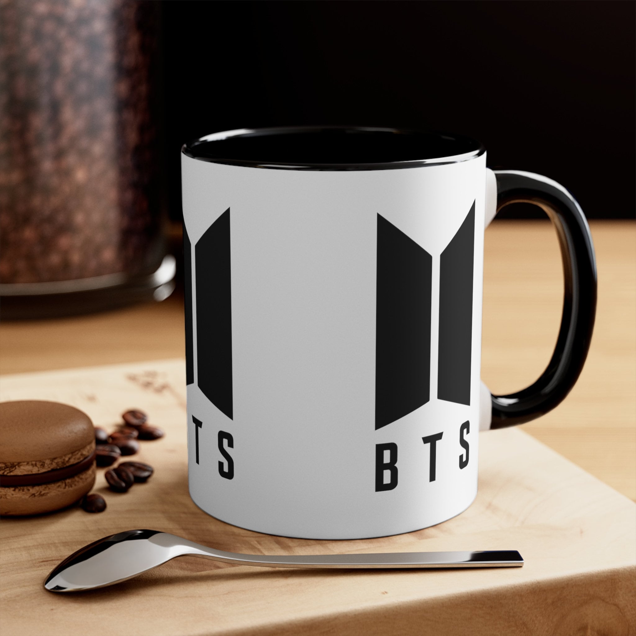 BTS Logo Accent Coffee Mug, 11oz, BTS Mug, Hot Chocolate Mug, Tea Mug ...