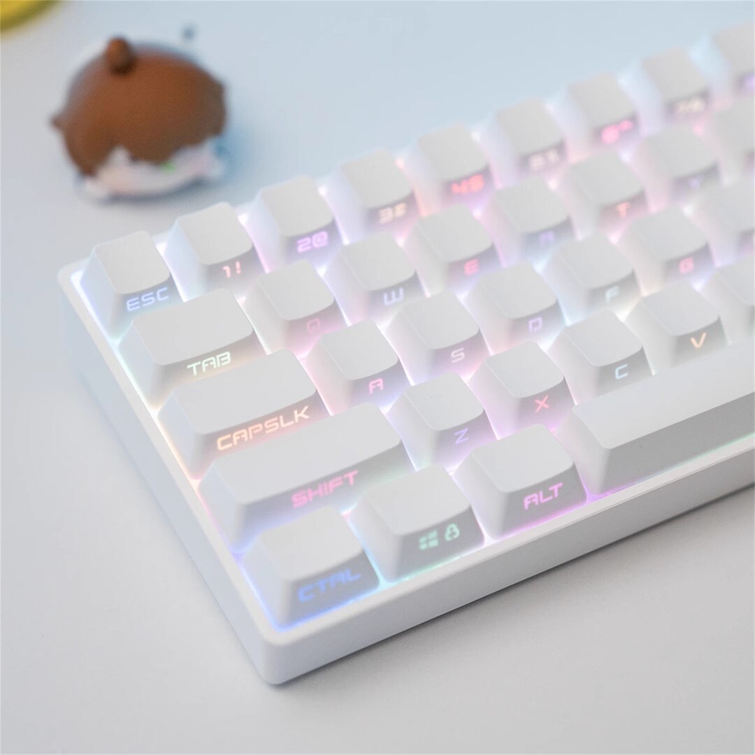 White Backlit Keycaps Set, Cool OEM Profile PBT Keycap, Retro Gaming ...