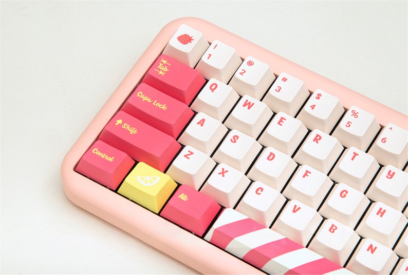 Cute Strawberry Lemon Theme Keycap Set Cherry Profile PBT - Etsy