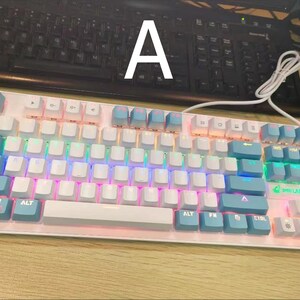 Pastel Lighting Keyboard, 87 Keys USB Wired Gaming Keyboard, Modern ...