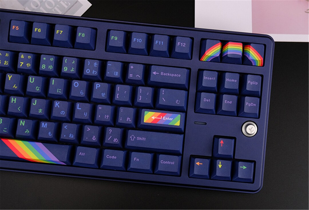 Rainbow Theme Keycap Set Dark Blue Keycaps Set Cherry - Etsy