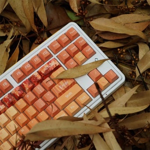 Autumn Theme Keycaps, Vintage Orange Yellow Cherry Profile PBT Keycaps ...