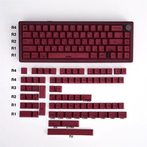 Minimalist Dark Red Keycaps, Cherry Profile PBT Keycap Set, Gaming ...