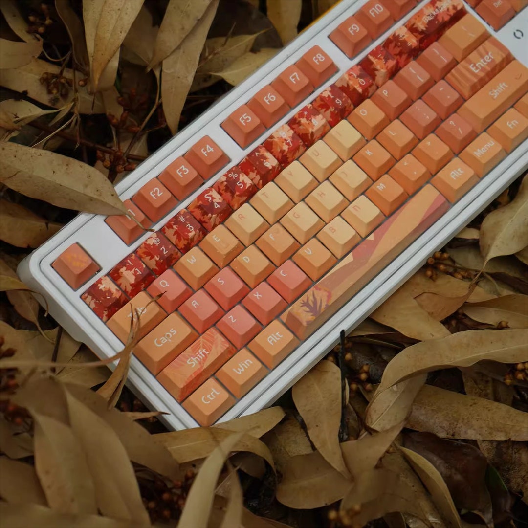Autumn Theme Keycaps, Vintage Orange Yellow Cherry Profile PBT Keycaps ...
