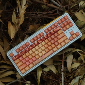Autumn Theme Keycaps, Vintage Orange Yellow Cherry Profile PBT Keycaps ...