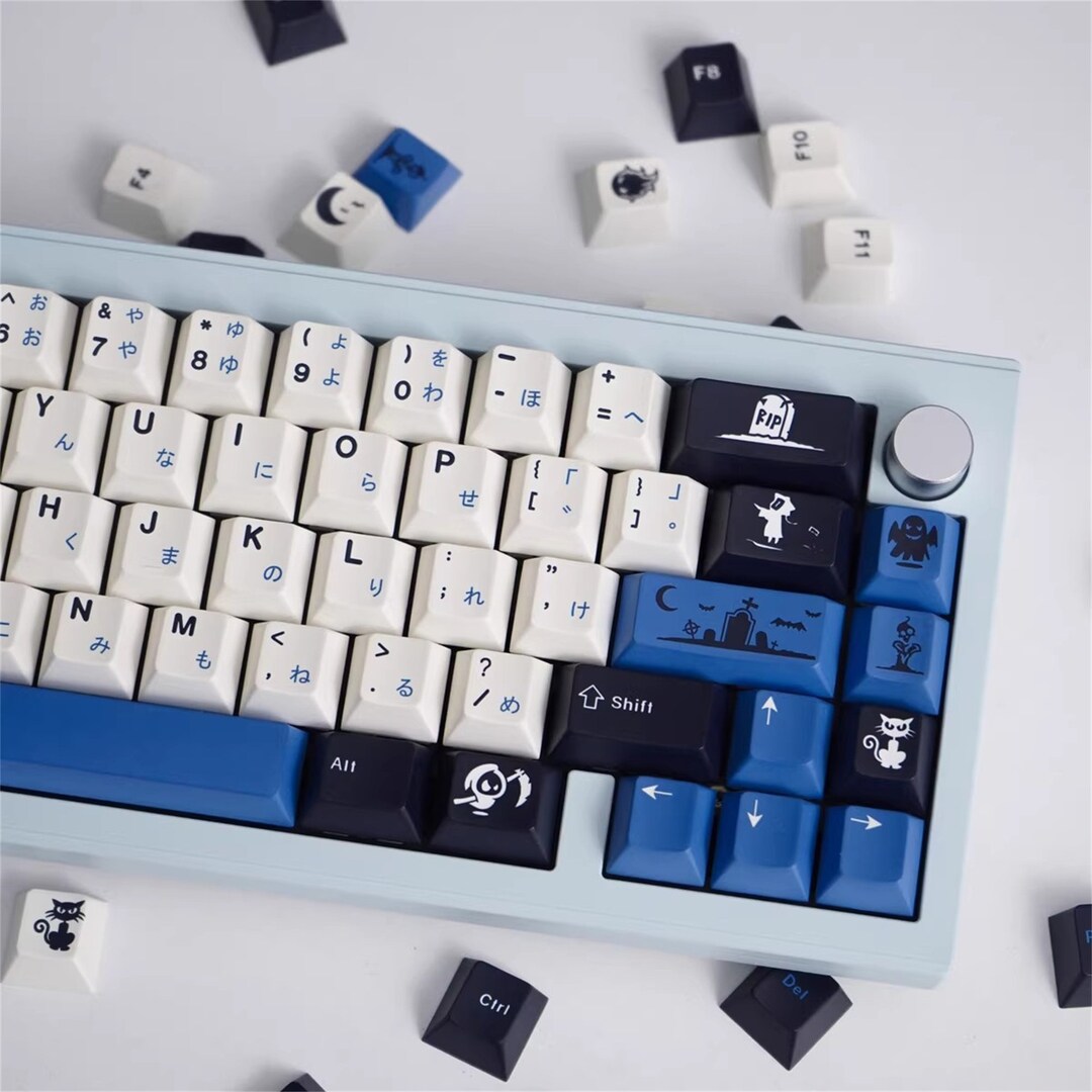 Gothic Keycaps Set, Halloween Keycap Set, Blue White Cherry Profile ...