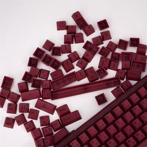 Minimalist Dark Red Keycaps, Cherry Profile PBT Keycap Set, Gaming Keycaps Set, Pbt Artisan ...