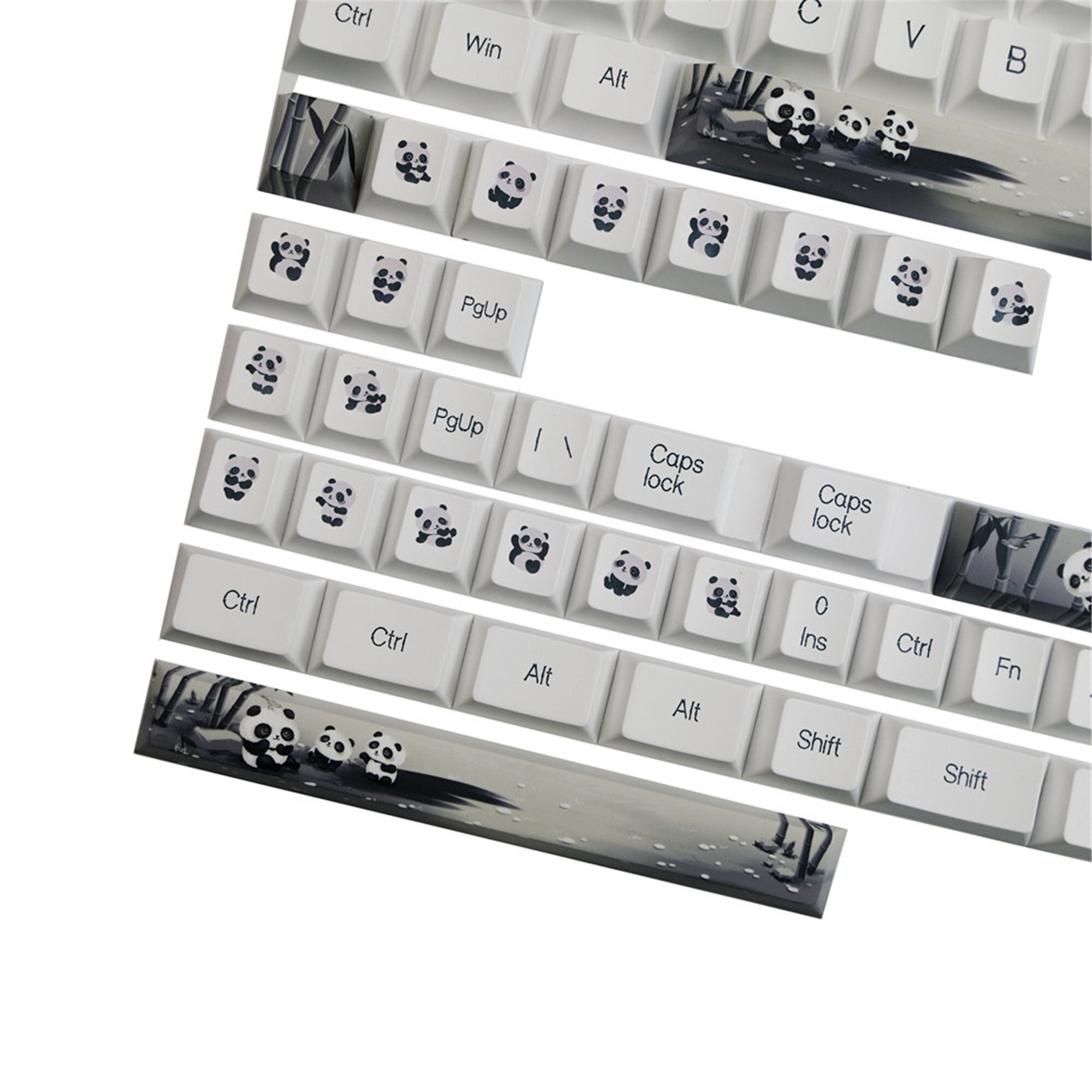 Ink Style Cute Panda Keycaps, Cherry Profile PBT 140 Keys Keycap Set ...