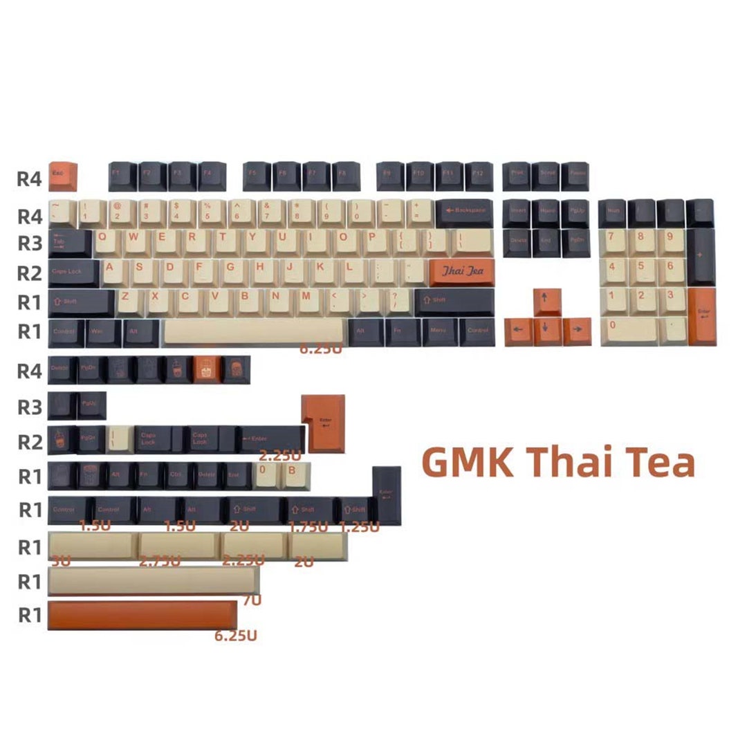GMK Thai Tea Full Set Keycaps, Cool Keycaps, KCA Profile Keycaps ...