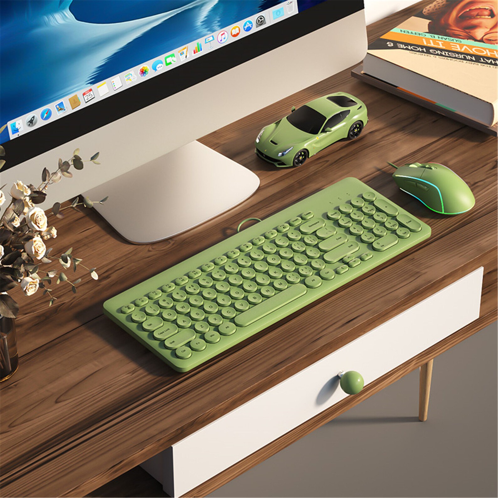 Vintage Green Keyboard 96 Keys Wired Gaming Keyboard Modern - Etsy