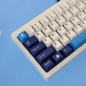 Lightning Theme Keycaps Set, Blue White Cherry Profile Keycaps, Cute ...