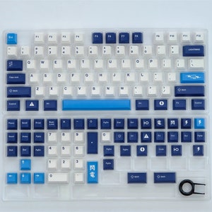 Lightning Theme Keycaps Set, Blue White Cherry Profile Keycaps, Cute ...