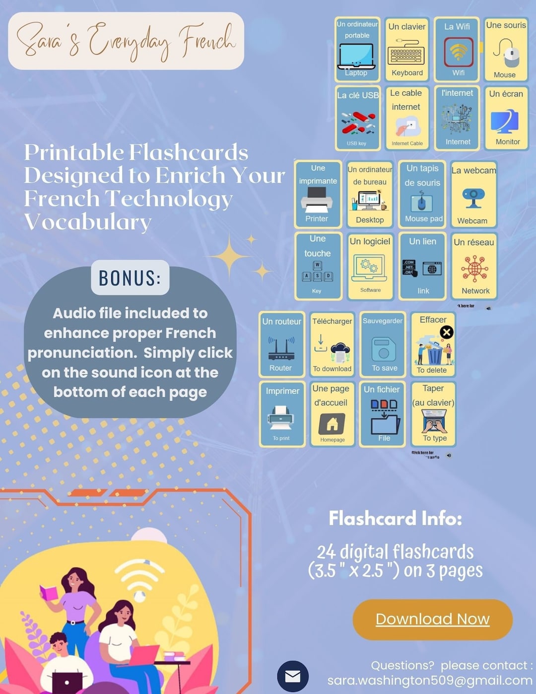 Printable French Technology Flashcard Digital Download - Etsy