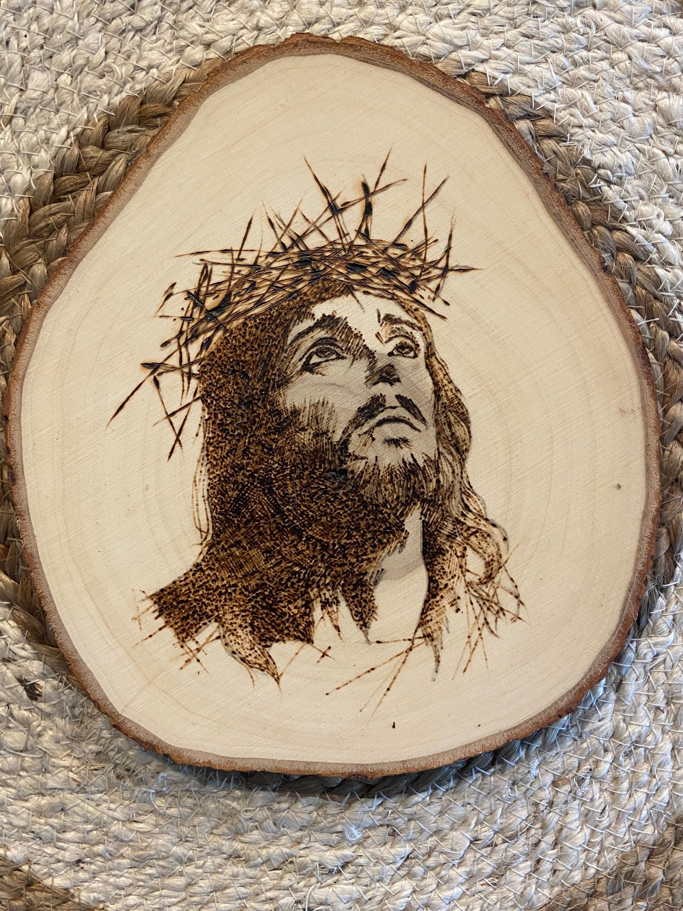 Wood Burned Jesus Plaque. (not Original One Seen in Tiktok-it Sold) I ...