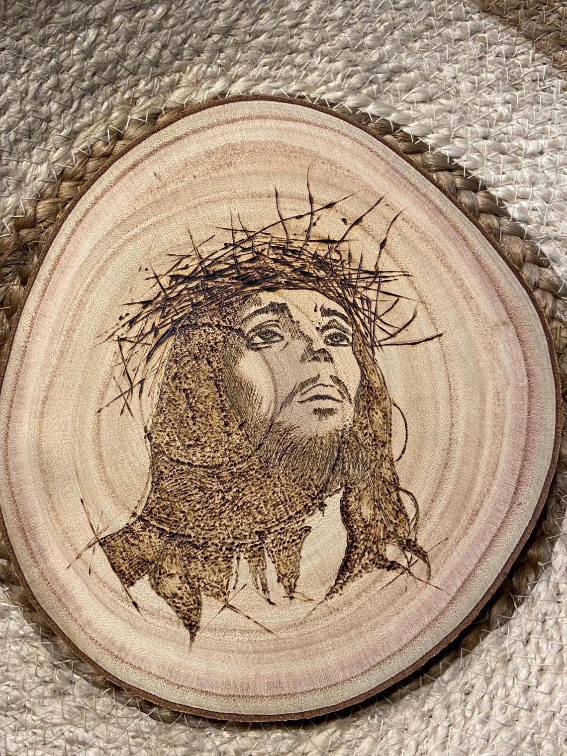 Wood Burned Jesus Plaque. (not Original One Seen in Tiktok-it Sold) I ...