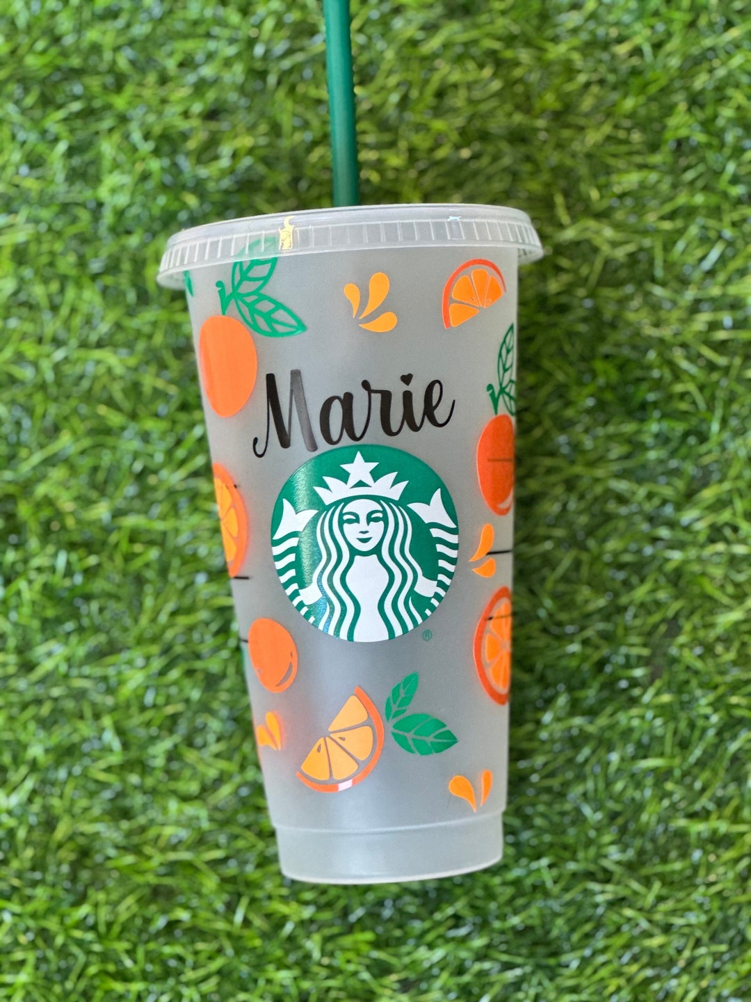 Orange Starbucks Inspired Cold Cup - Etsy UK