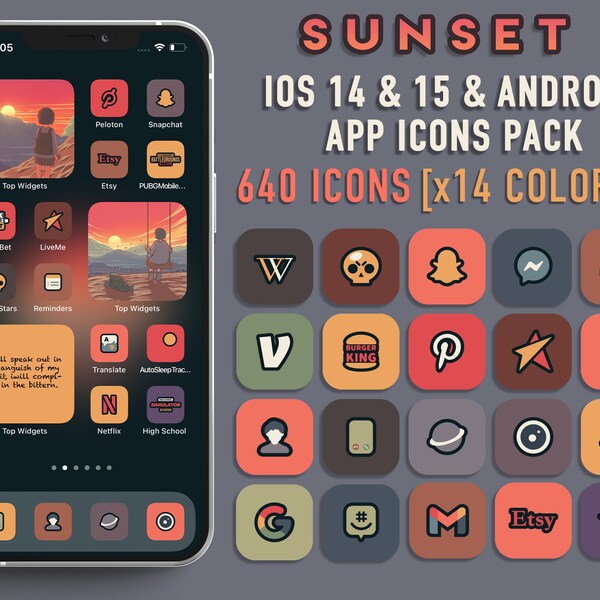 App Icons Sunset - Etsy