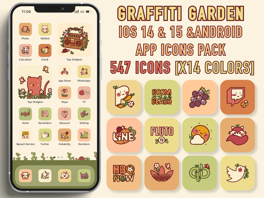 Cottagecore App Icons – 547 Hand-drawn Ios/android Icons (digital ...