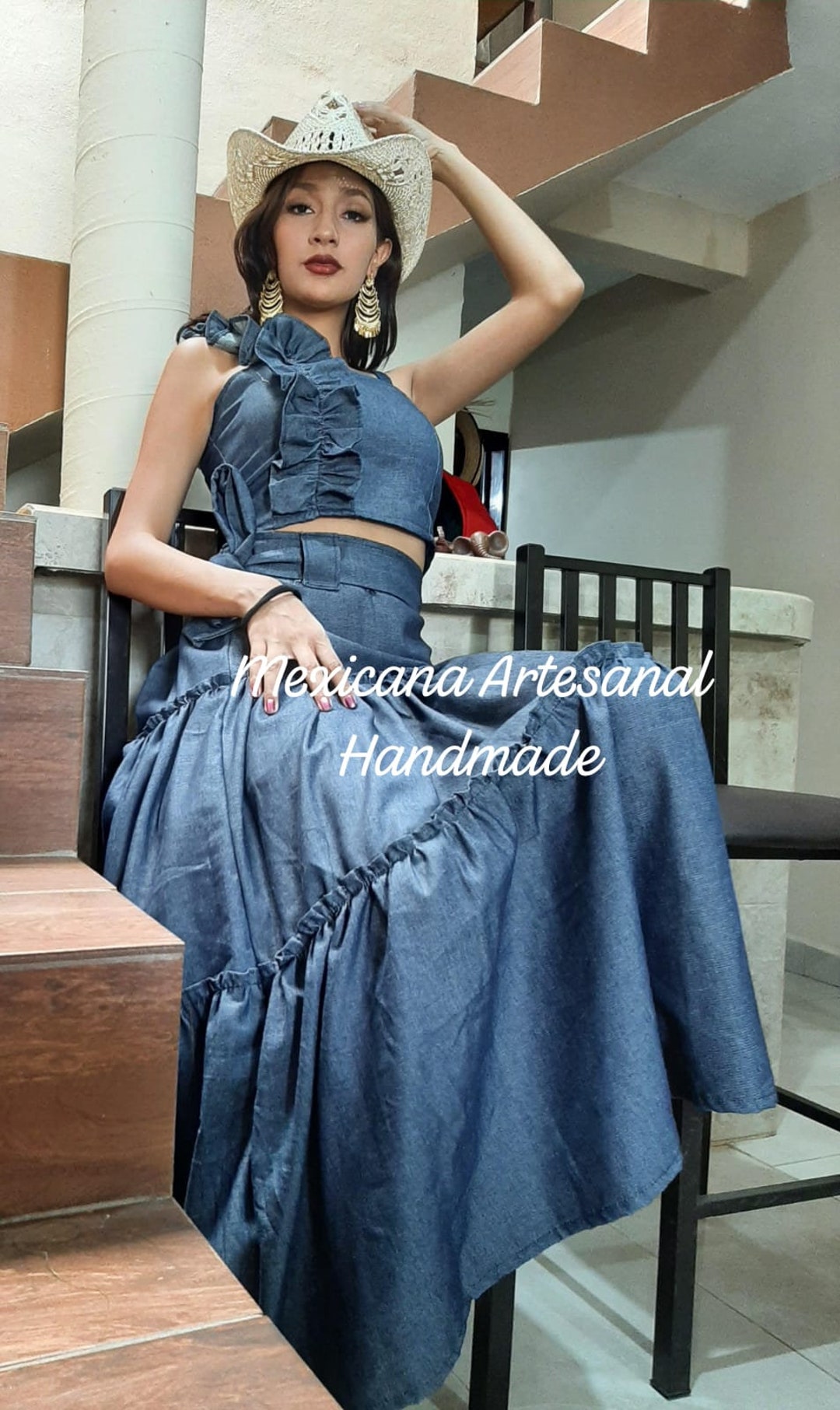 Mezclilla Falda, Denim Skirt Maxifalda De Mezclilla Handmade Maxi Skirt ...