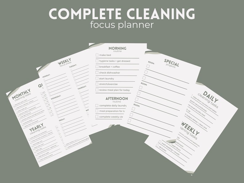 Complete Cleaning Planner, Weekly Cleaning Schedule, Cleaning Checklist ...