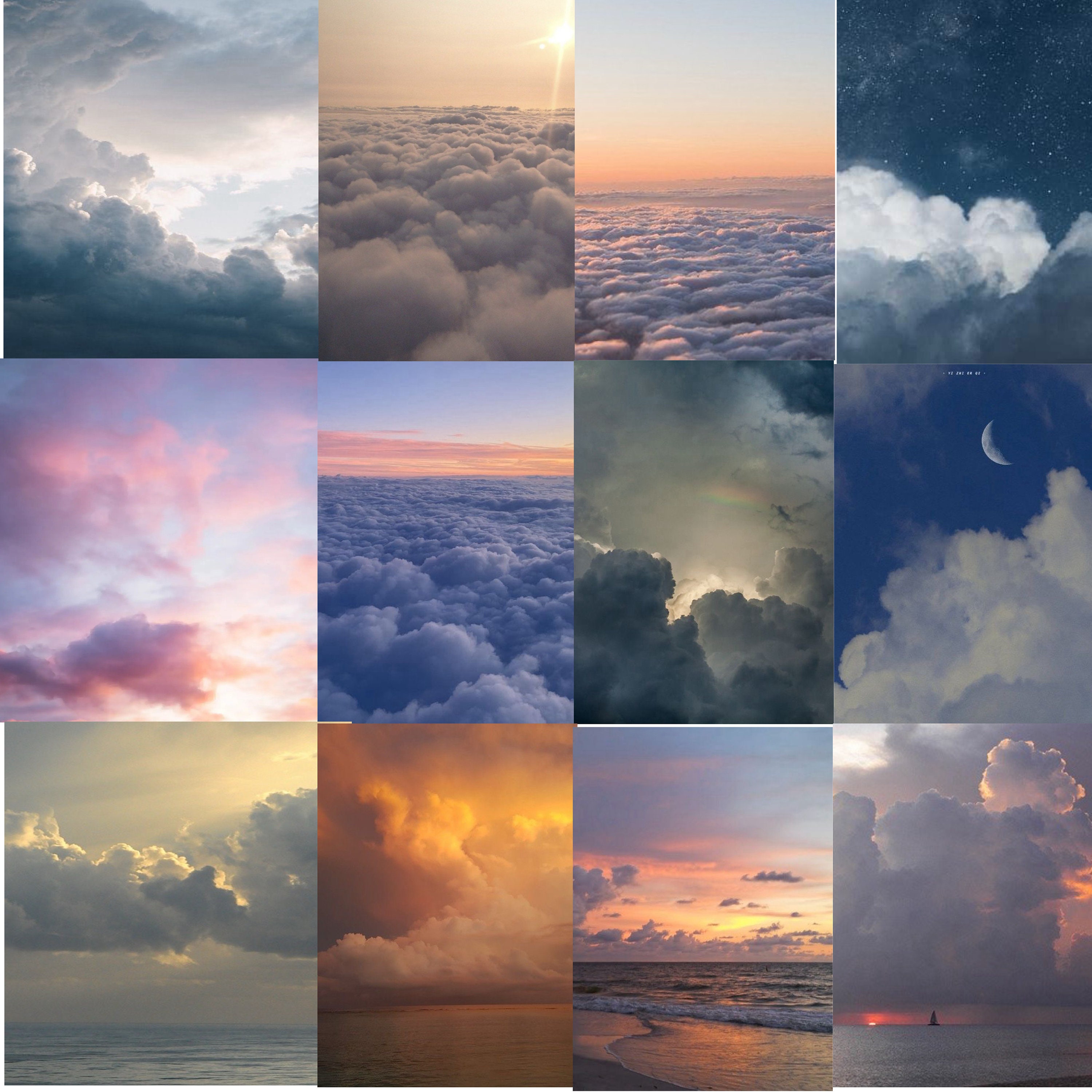 60 Pcs Sky Cloudy Planes VSCO Sunny Wall Collage Kit Aesthetic Golden ...