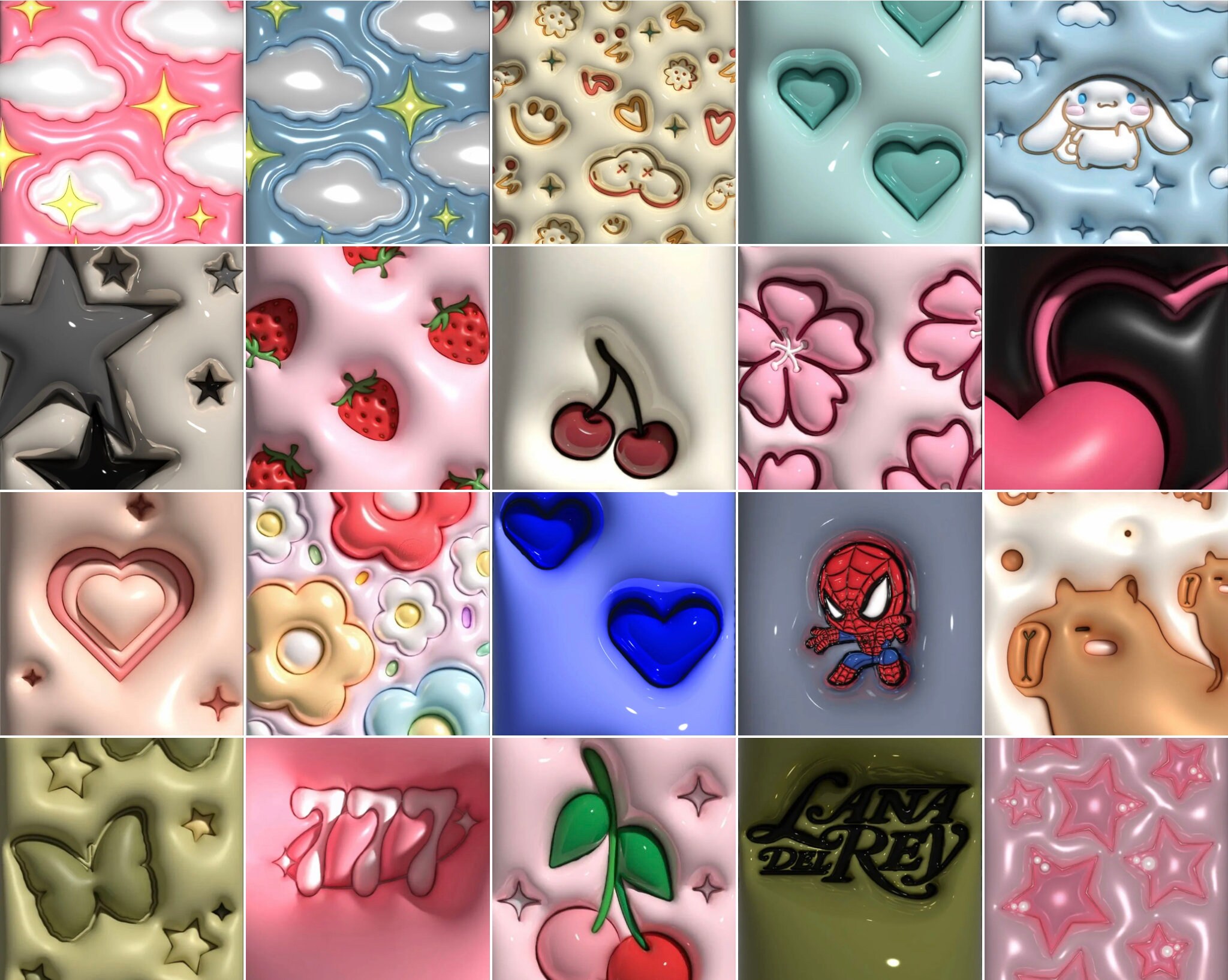 123 Pcs Inflated and 3D Accent Wall Poster Kit Bubble Pack, Aesthetic ...