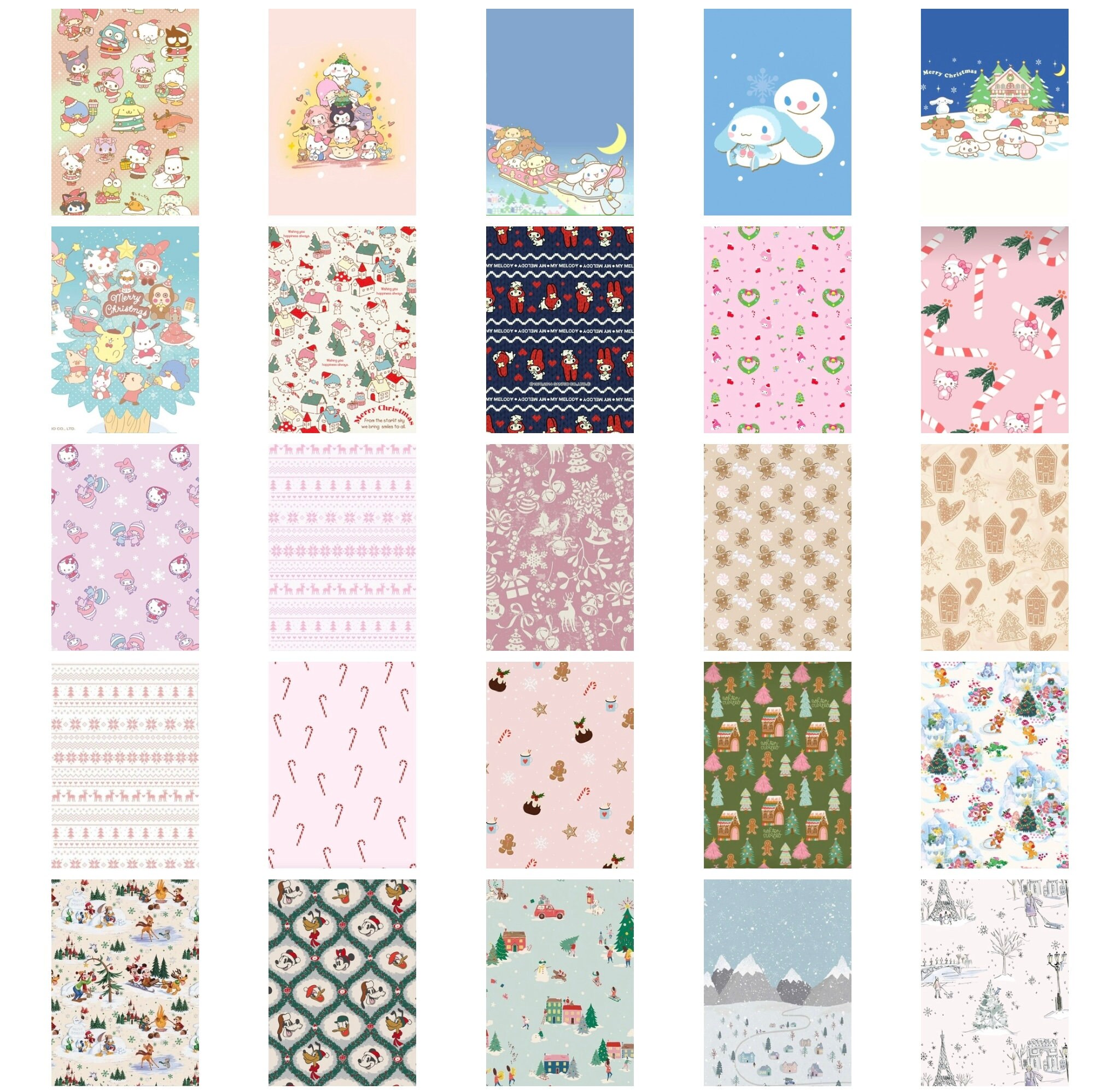 109 Pcs Cartoony Christmas Patterns Wall Collage Kit Aesthetic Holiday ...