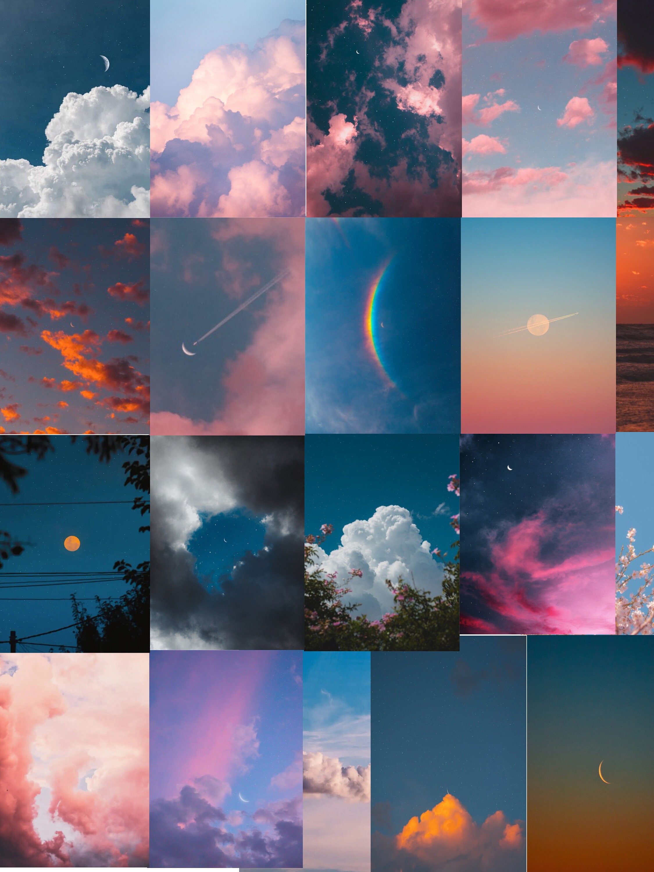 60 Pcs Sky Cloudy Planes VSCO Sunny Wall Collage Kit Aesthetic Golden ...
