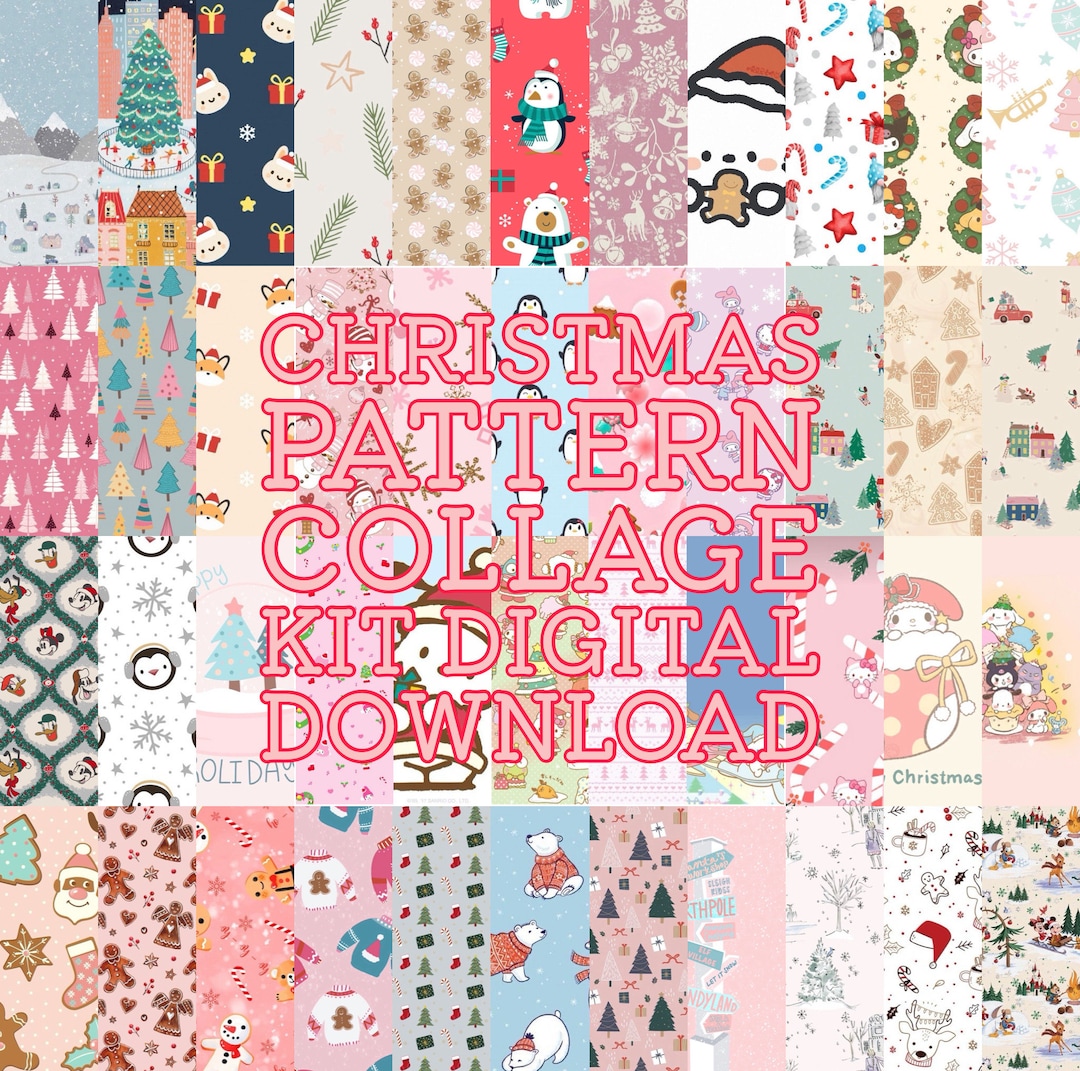 109 Pcs Cartoony Christmas Patterns Wall Collage Kit Aesthetic Holiday ...