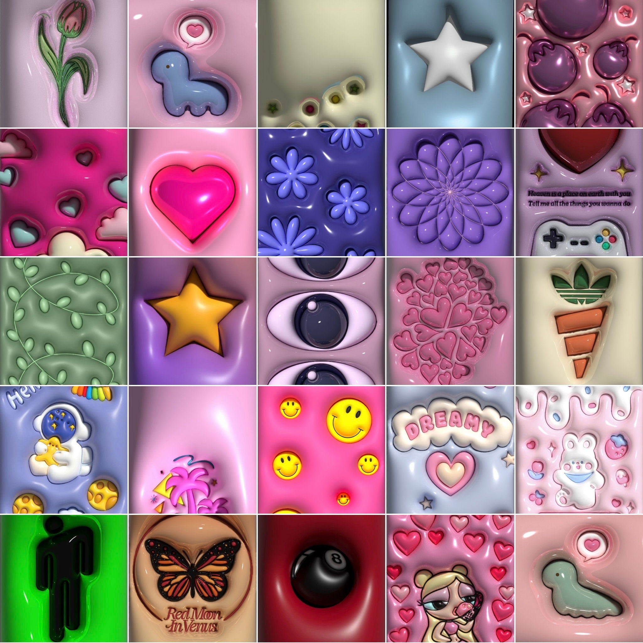 123 Pcs Inflated and 3D Accent Wall Poster Kit Bubble Pack, Aesthetic ...