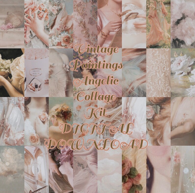 82 Pcs Classy Angelic Moodboard Vintage Wall Collage Kit Rococo Pack ...
