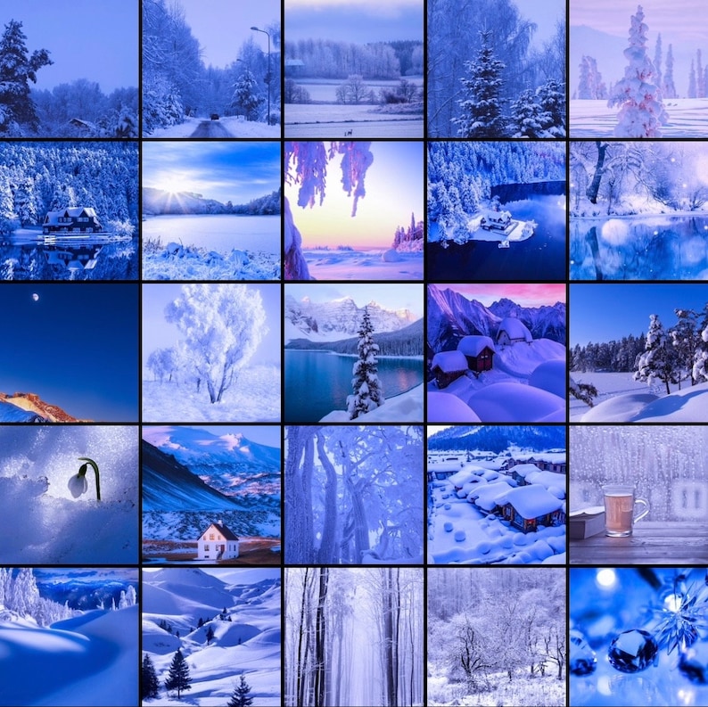 58 Pcs Chill Wintery Blue Wall Collage Kit Aesthetic, Party, Ice Pack ...