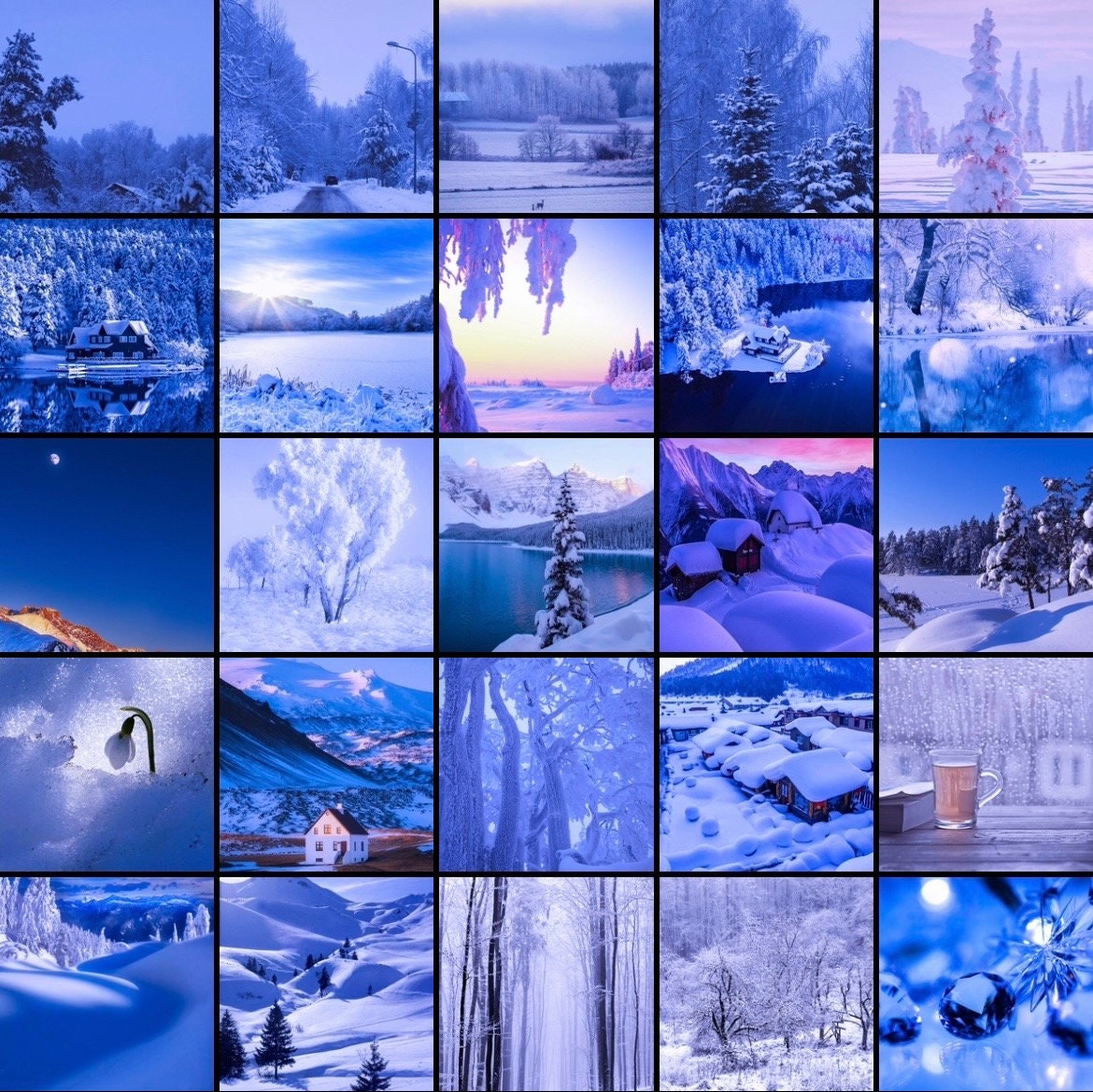 58 Pcs Chill Wintery Blue Wall Collage Kit Aesthetic, Party, Ice Pack ...