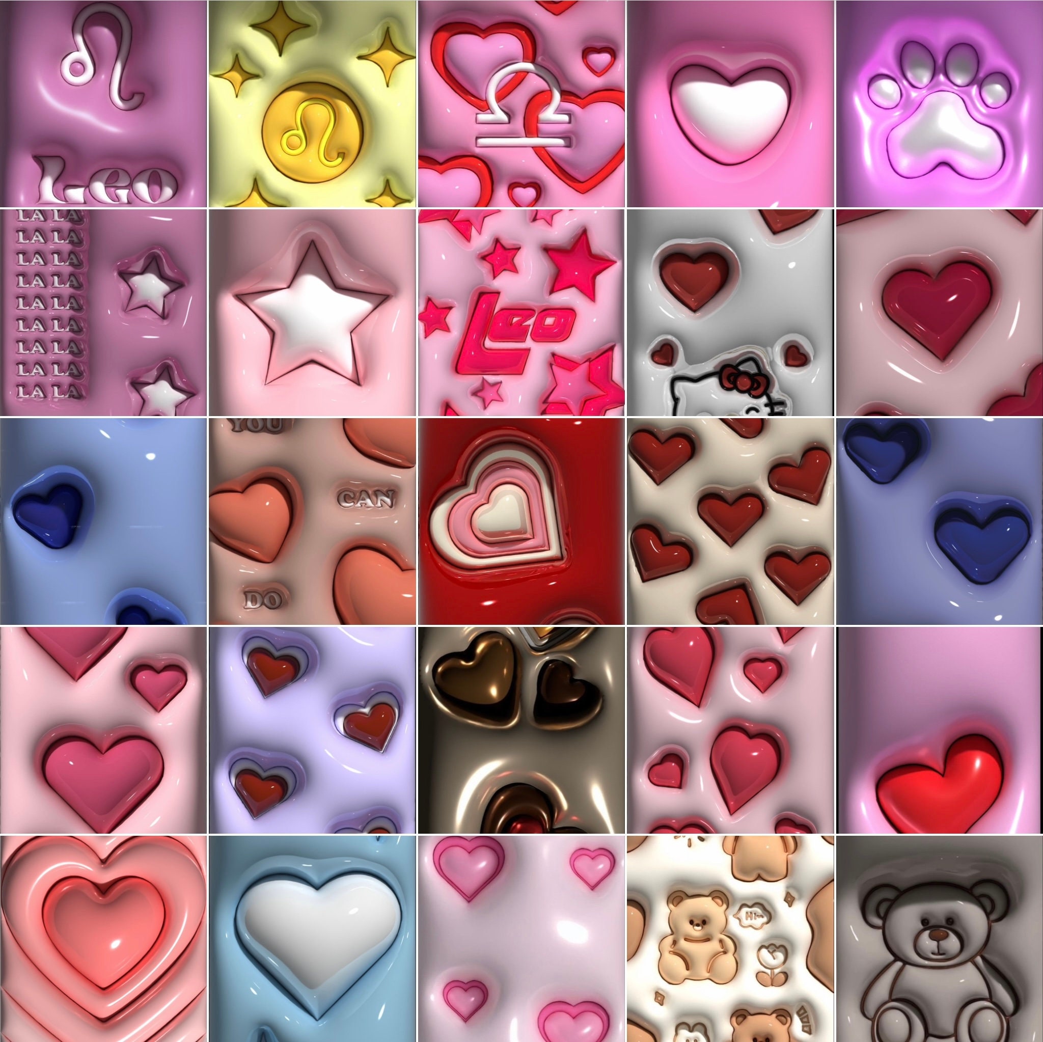 123 Pcs Inflated and 3D Accent Wall Poster Kit Bubble Pack, Aesthetic ...