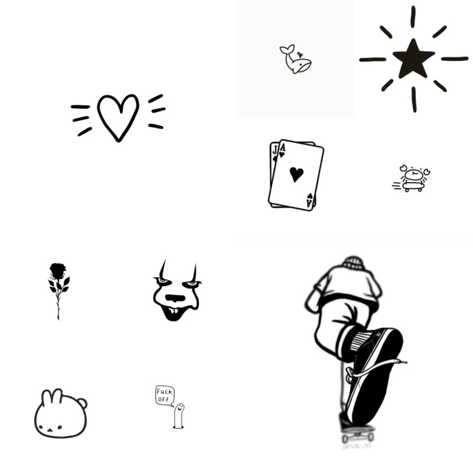 53 Pcs Minimalistic Tiny Tattoo Doodles Wall Collage Kit Aesthetic ...