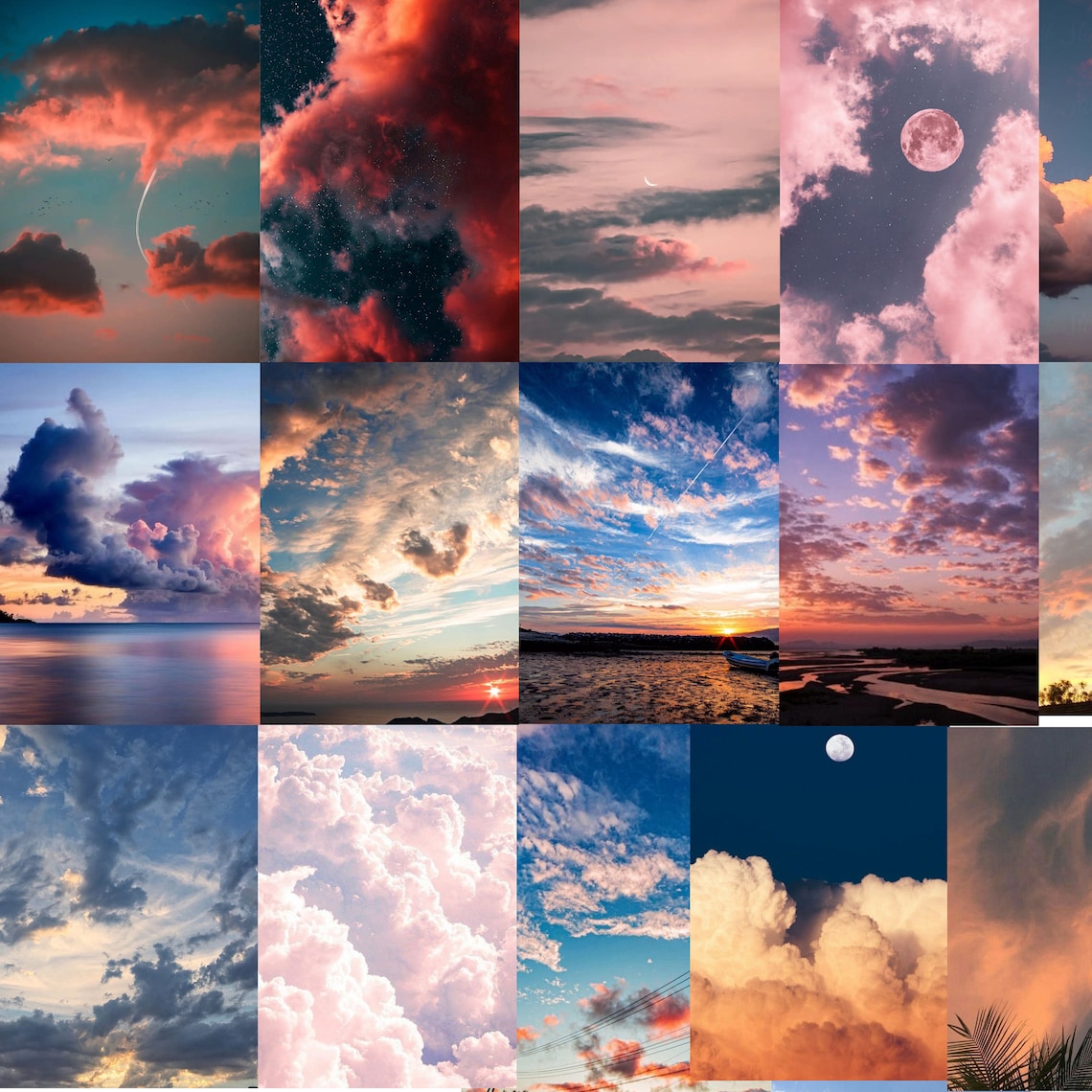 60 Pcs Sky Cloudy Planes VSCO Sunny Wall Collage Kit Aesthetic Golden ...