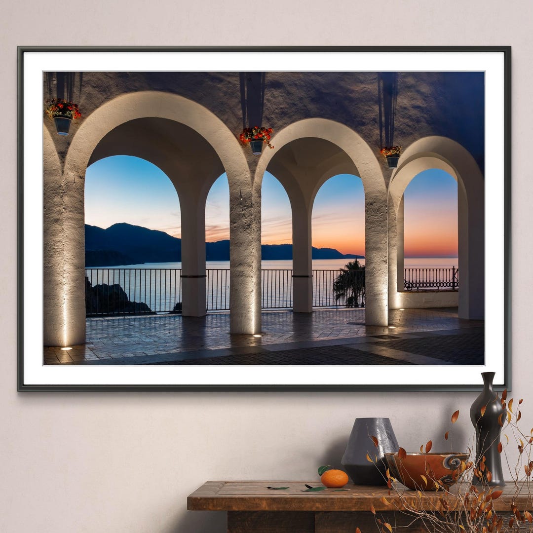 Printable Nerja Spain Photography Poster - Balcon De Europa Arches at ...