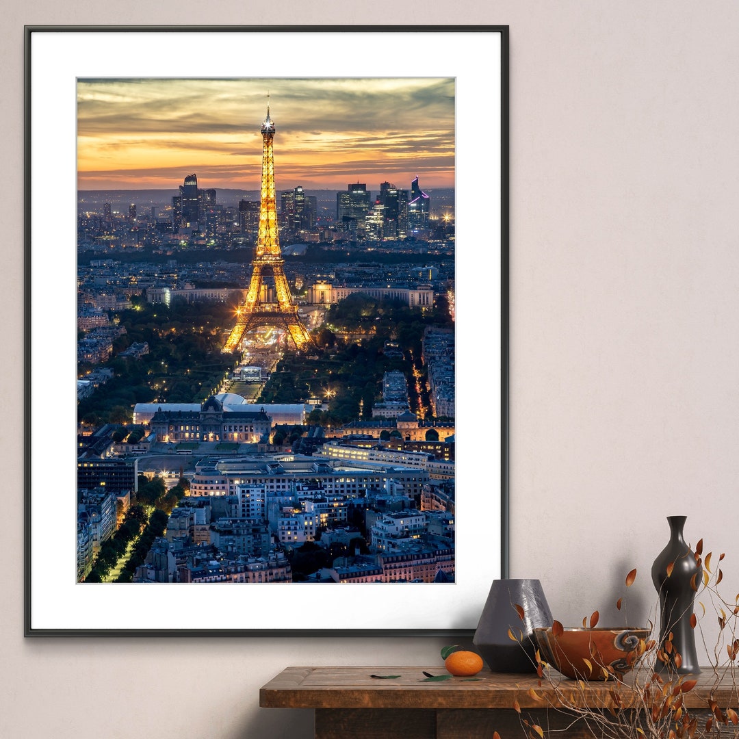 Printable Paris France Photography Poster - Eiffel Tower by Night ...