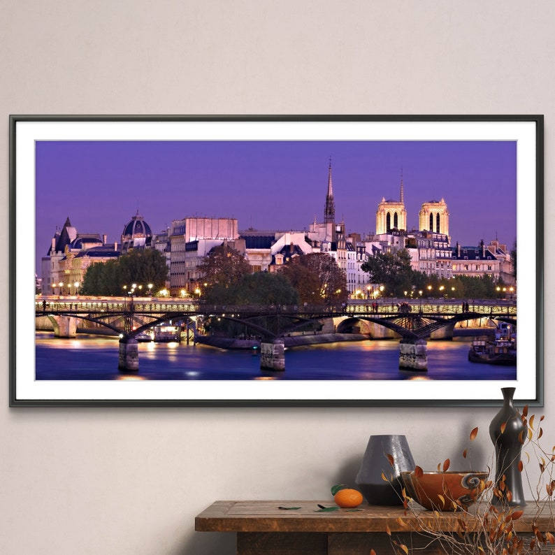 Printable Paris France Photography Poster - Ile De La Cité at Night ...
