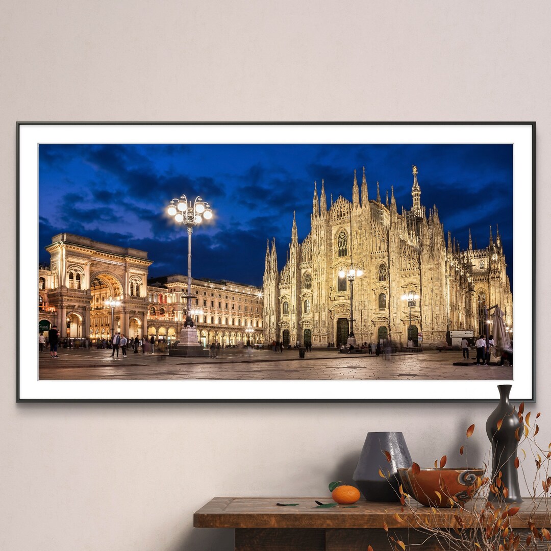 Printable Milan Italy Photography Poster - Piazza Del Duomo Panorama ...