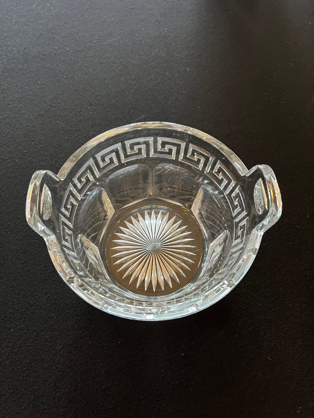 Heisey Crystal Greek Key Mini Ice Bucket - Etsy