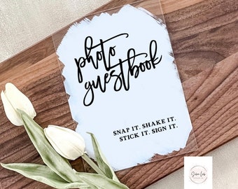 Photobooth Guestbook Snap It Stick It Sign It Framed Wood Wedding Sign ...