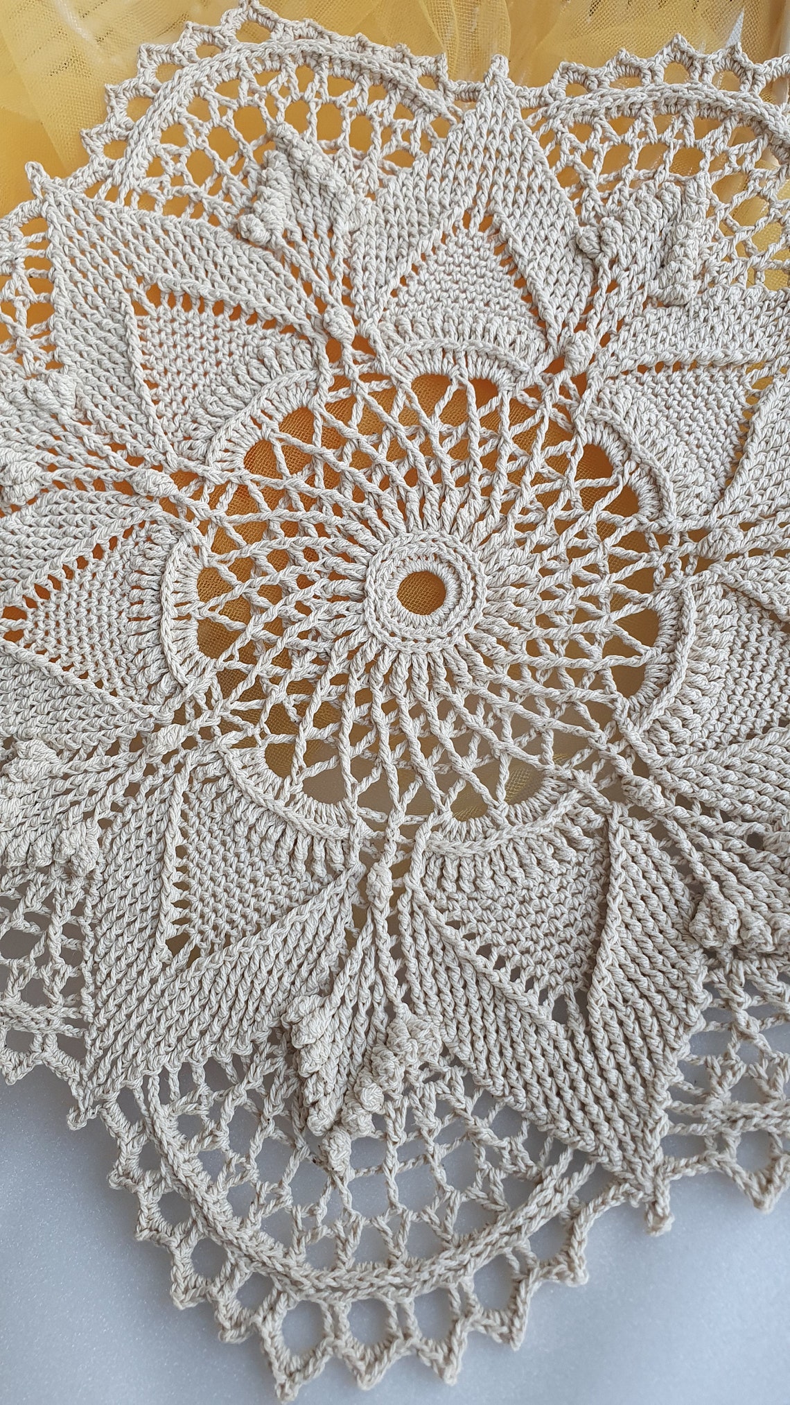 11 Large Round Crochet Doily, Textured Doily, Handmade Tablelinen, Cozy ...
