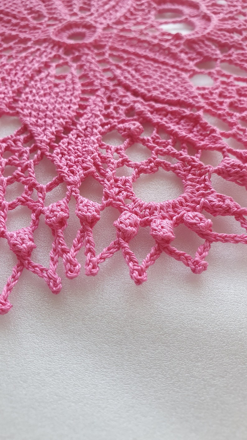 11 Crochet Oval Doily, 3D Doily Handmade, Pink Doily, Oval Table Runner ...