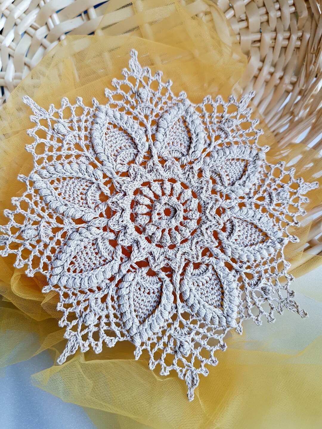 7 Small Textured Doily, Round Doily Ctochet, Off-white Doily, Table ...
